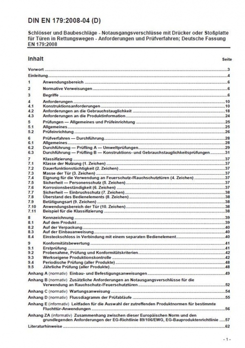 DIN EN 179 Schlösser und Baubeschläge - DGWZ